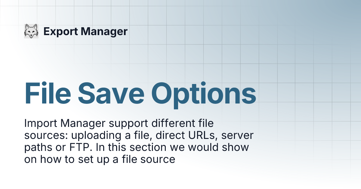File Save Options | Export Manager
